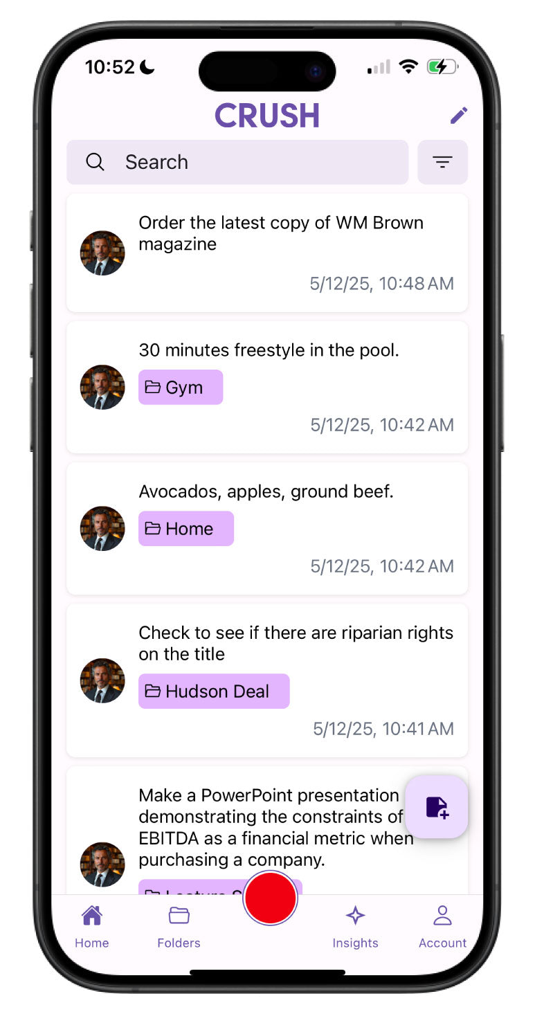 The world's first AI VOICE-TO-NOTE recorder – CRUSH